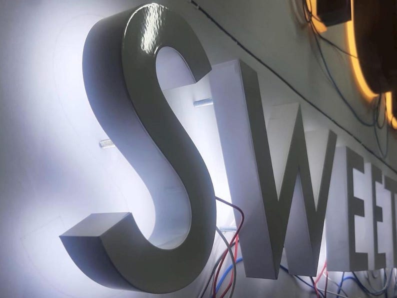 Custom 3D Backlit Logo Sign: Modern Office, Outdoor Welcome Sign - Etsy