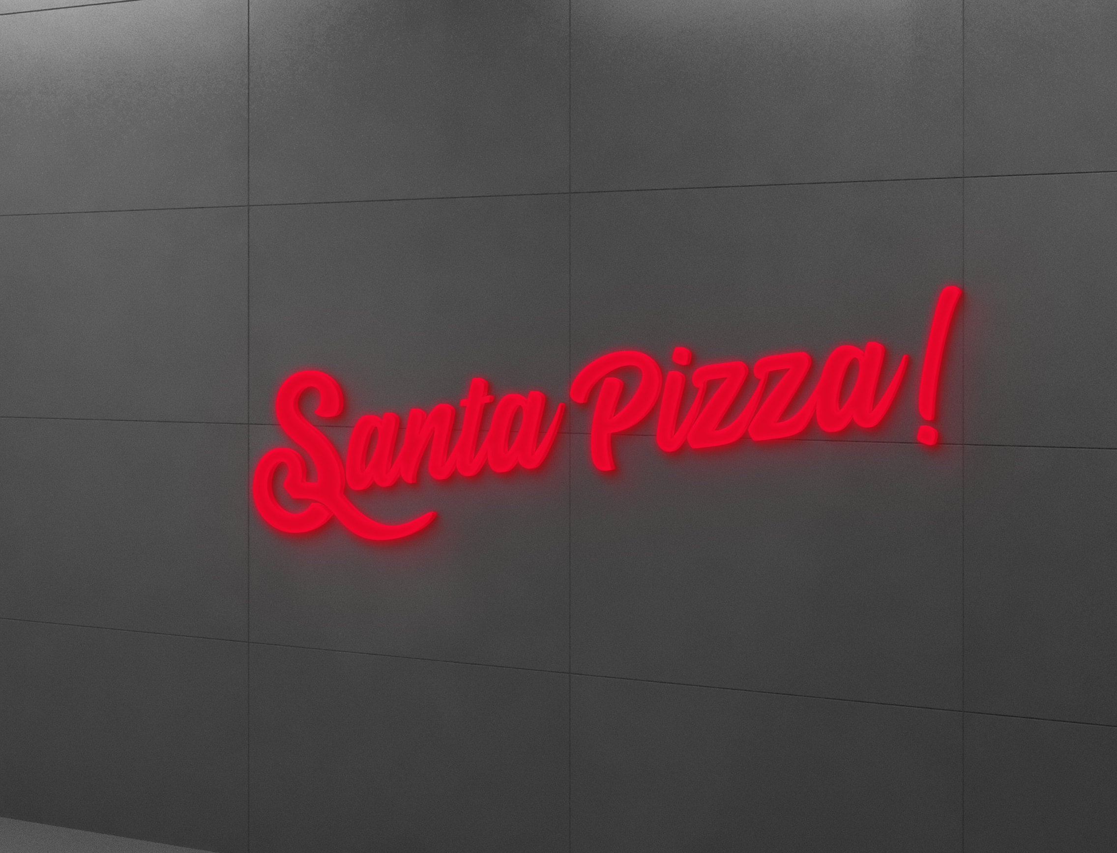 SANTA PIZZA , 3D Red Frontlight Letters, 58x190 Cm, Italıana Pura No ...