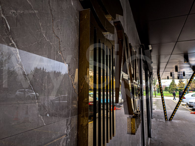 Gold Chrome Wall Sign, 3D Gold Mirror Names, Gold Office Signage ...