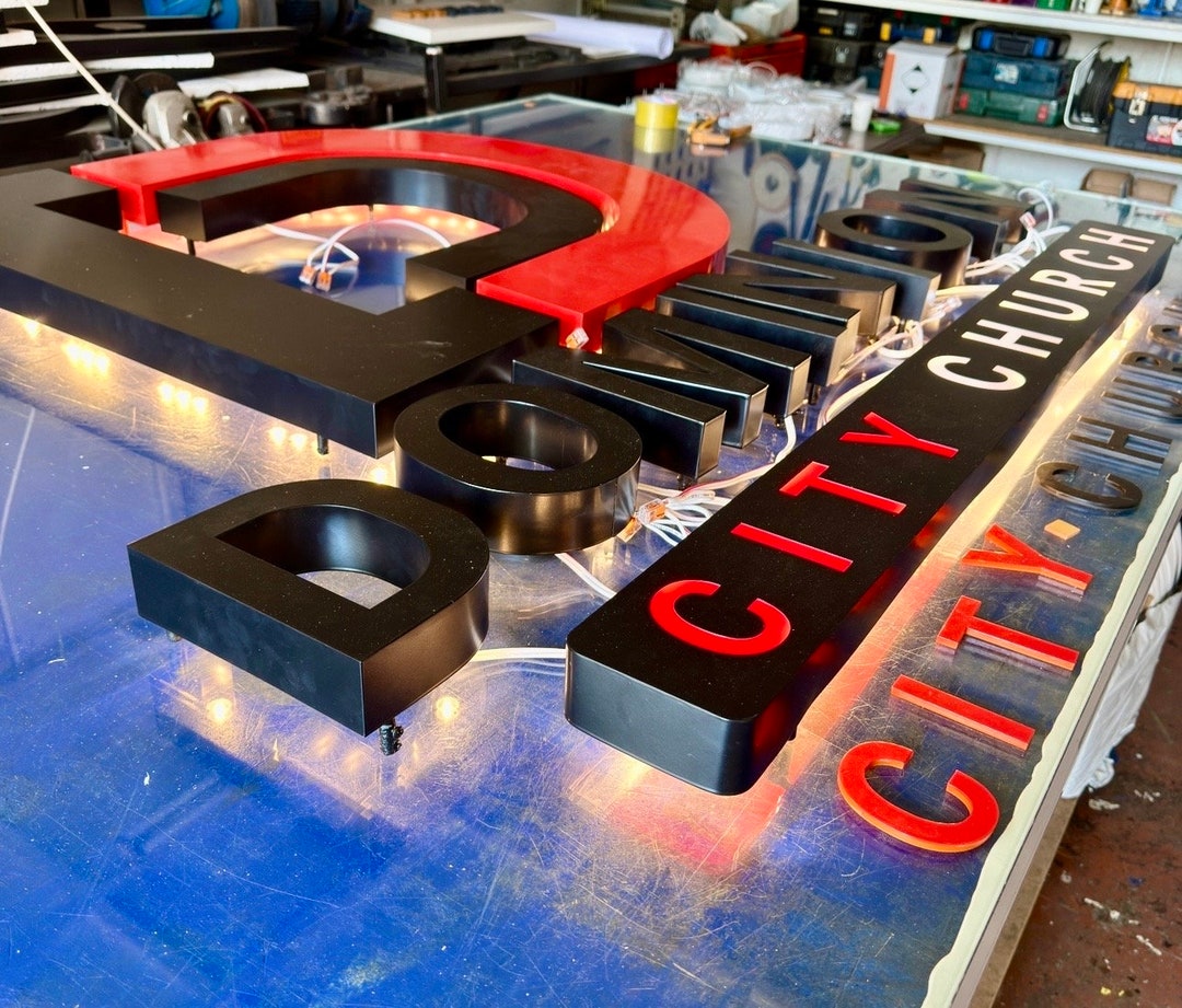 Letrero retroiluminado 3d, Letras 3d, señalización led 3d, exterior personalizado, logotipo ...