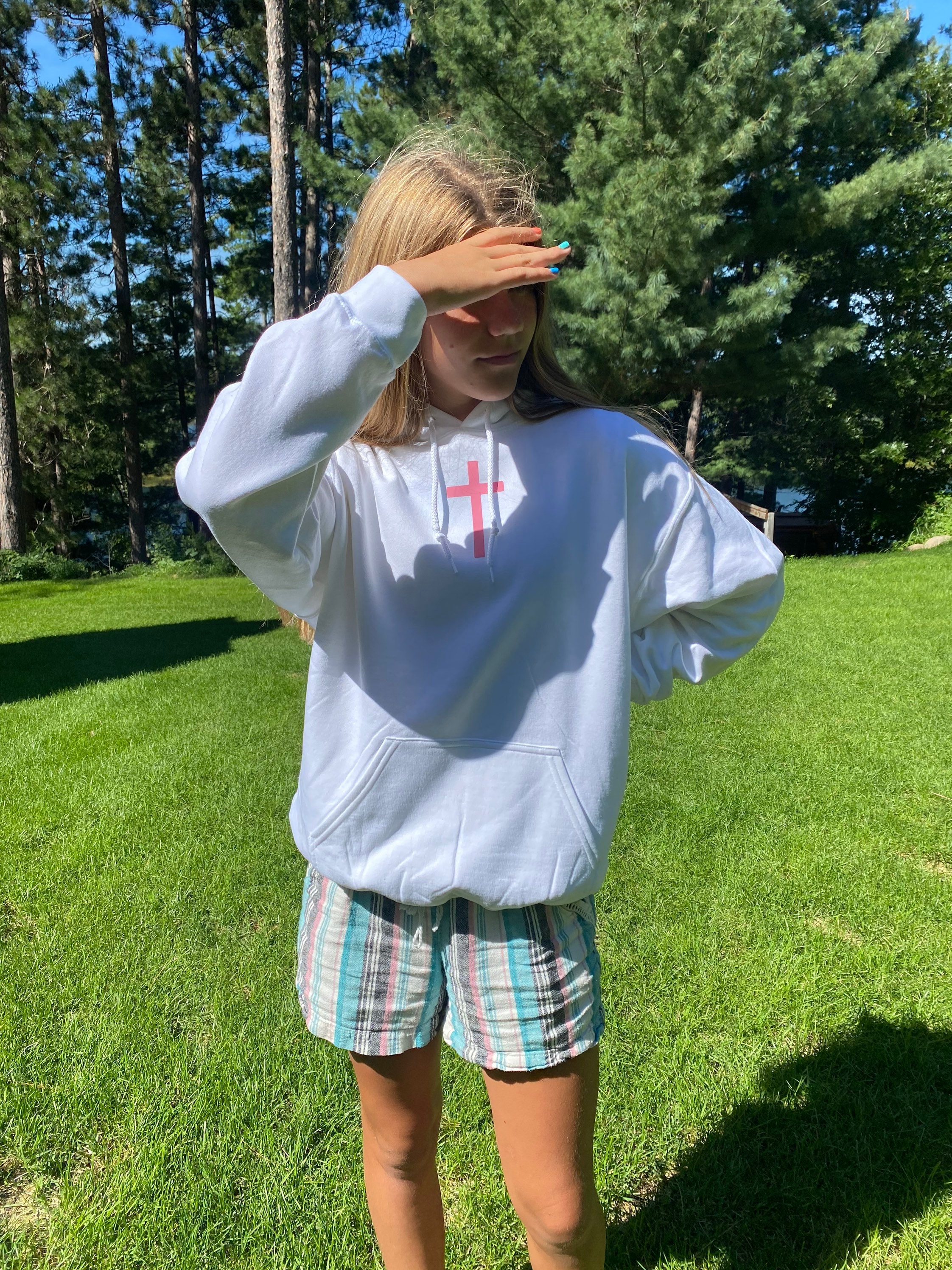 Preppy Faith Over Fear Pink Hoodie, Trendy Sweatshirt, Preppy, Pink ...