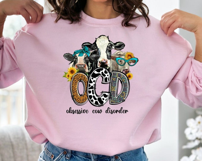Obsessive Cow Disorder Cute Animal Lovers Sweatshirt, Patterned ...
