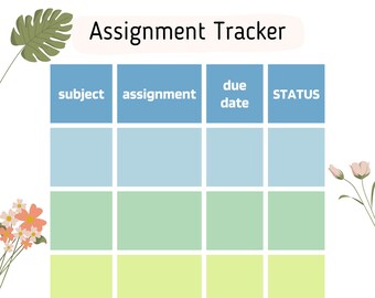 Student Assignment Tracker, School Assignment Tracker, Student Homework ...