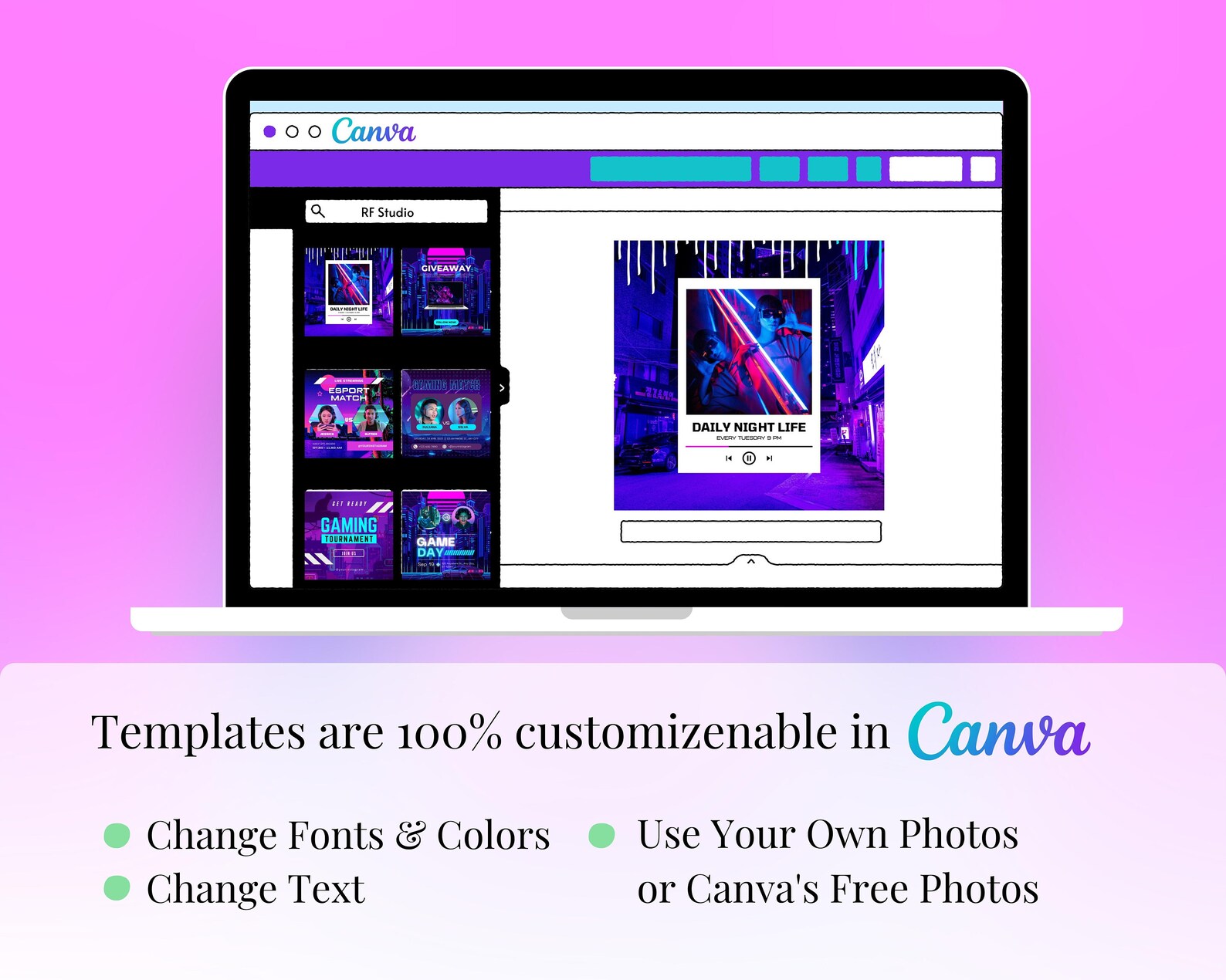 NEON Instagram Post Template, Neon IG Templates, Neon Feed Instagram ...
