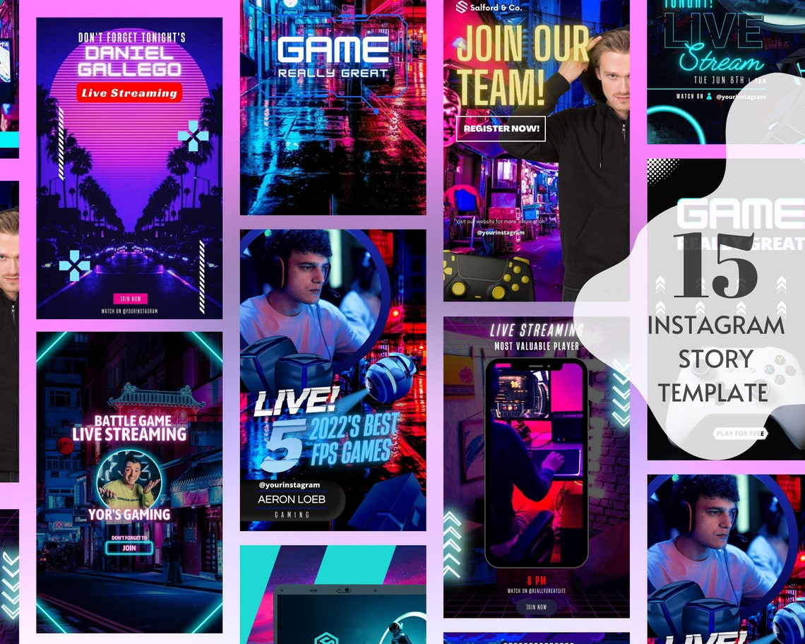 NEON Instagram Post Template, Neon IG Templates, Neon Feed Instagram ...