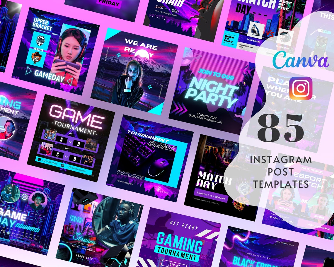 NEON Instagram Post Template, Neon IG Templates, Neon Feed Instagram ...