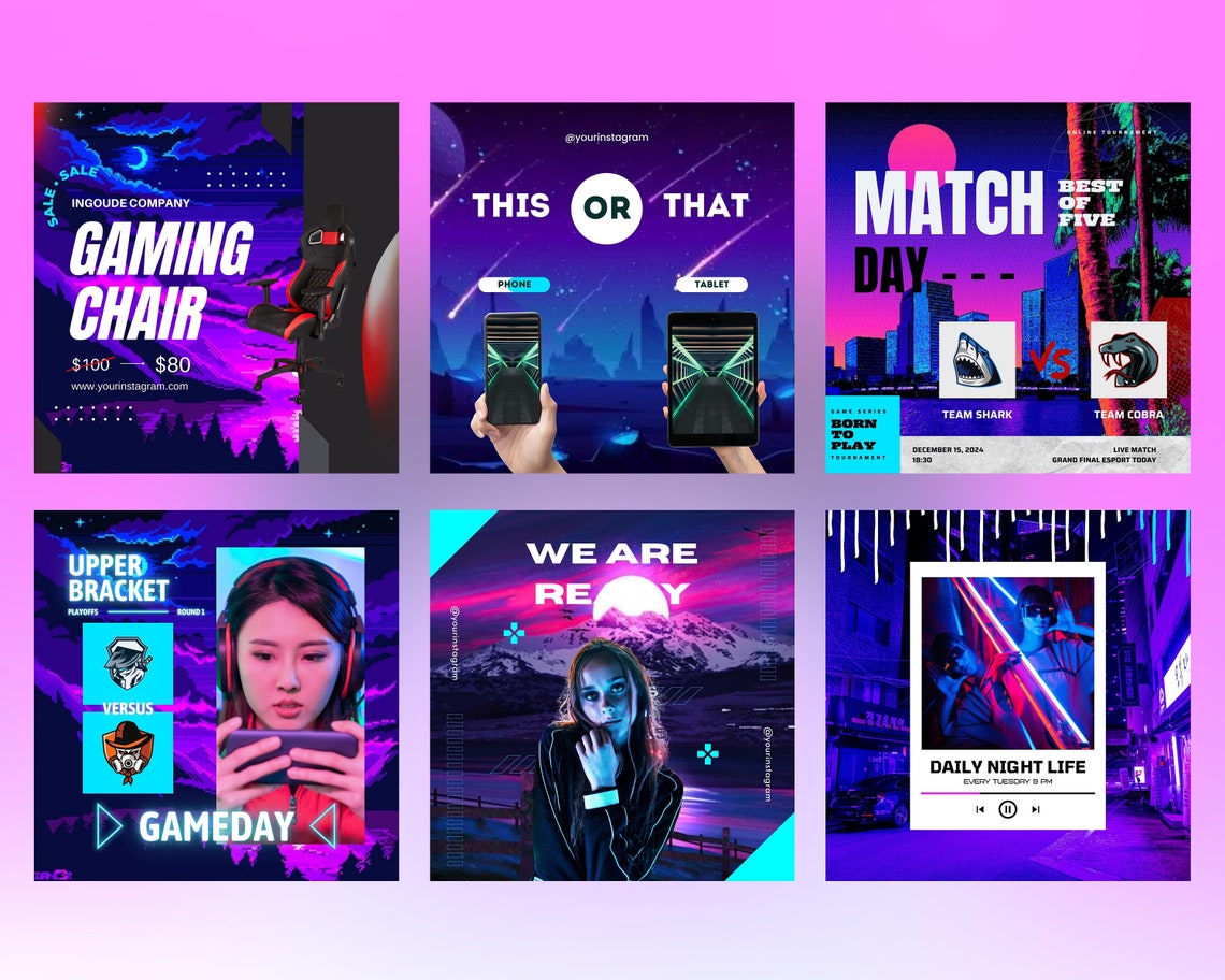 NEON Instagram Post Template, Neon IG Templates, Neon Feed Instagram ...