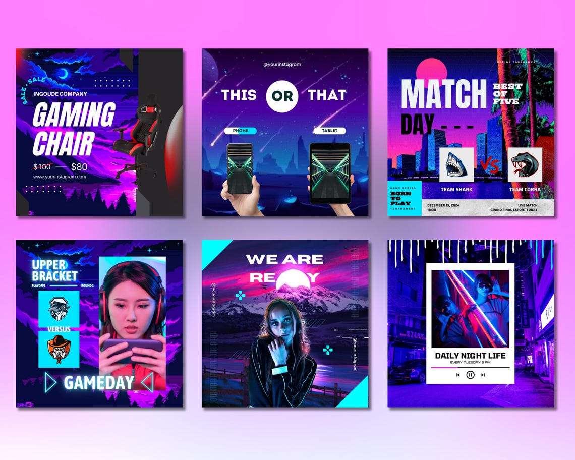 NEON Instagram Post Template, Neon IG Templates, Neon Feed Instagram ...
