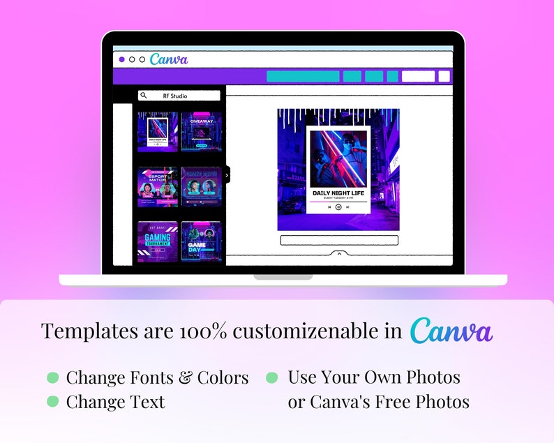 NEON Instagram Post Template, Neon IG Templates, Neon Feed Instagram ...