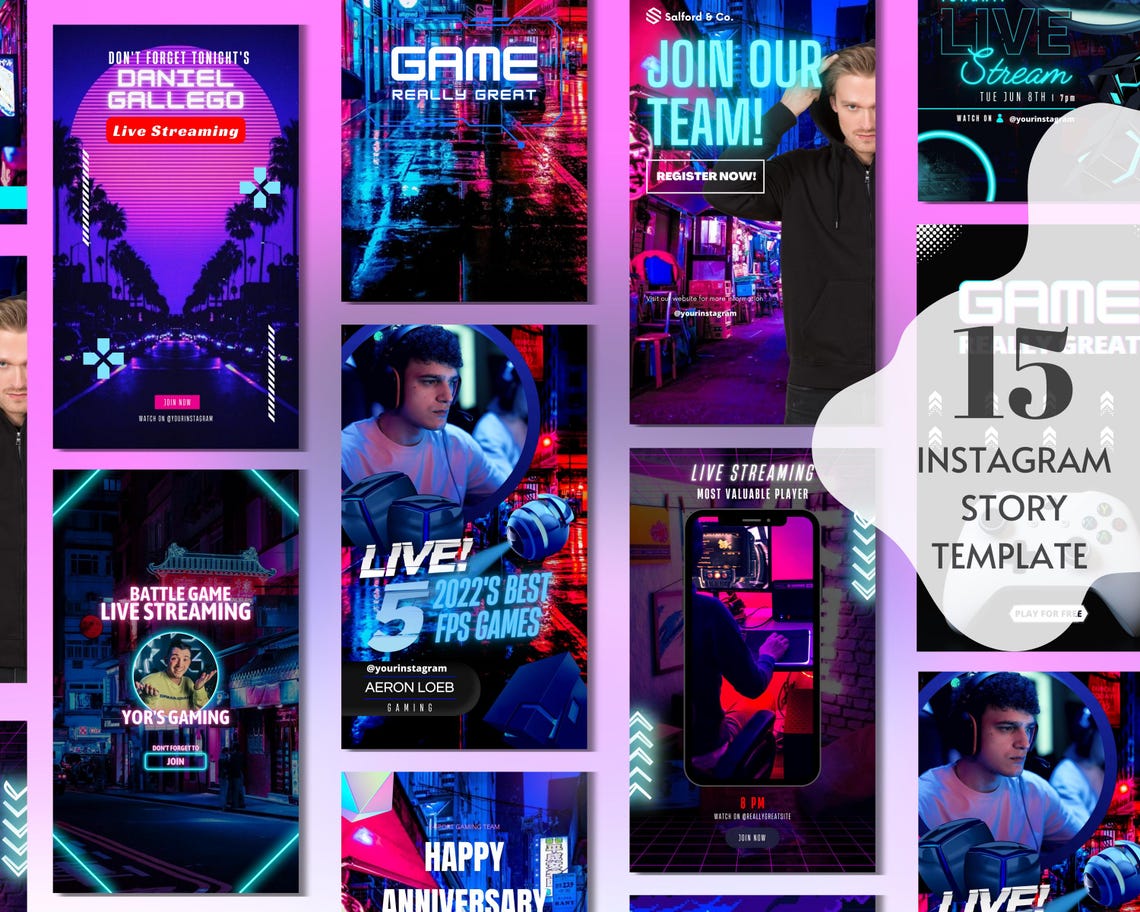 NEON Instagram Post Template, Neon IG Templates, Neon Feed Instagram ...