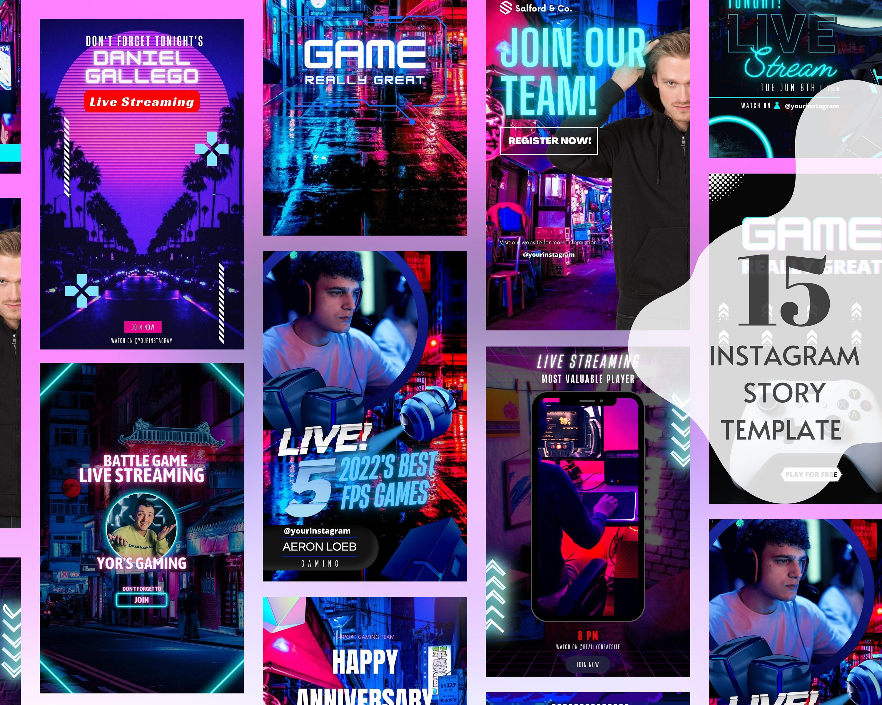 NEON Instagram Post Template, Neon IG Templates, Neon Feed Instagram ...