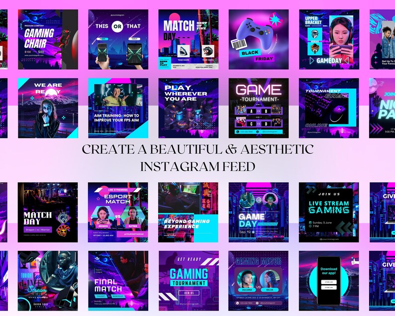 NEON Instagram Post Template, Neon IG Templates, Neon Feed Instagram ...