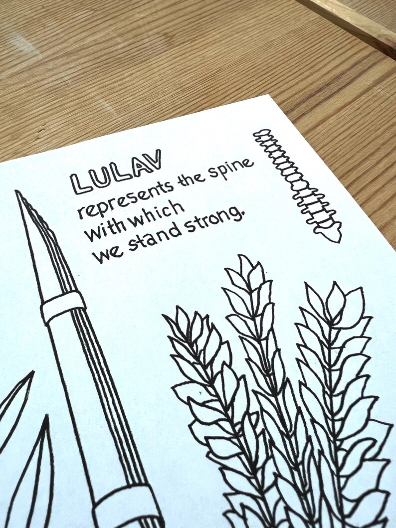 Digital Download Sukkah Art, Sukkot Coloring Sheet, Lulav and Etrog ...