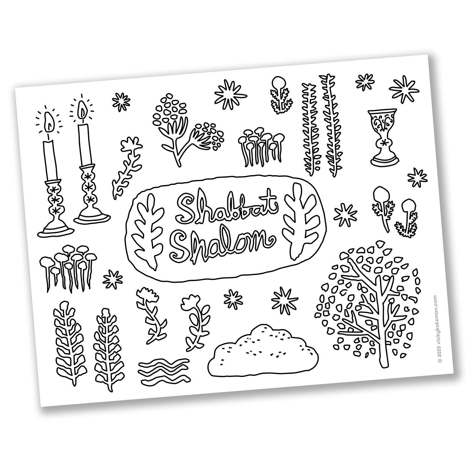 Shabbat Coloring Page Bundle | Judaica Printable Art | Inspired by ...