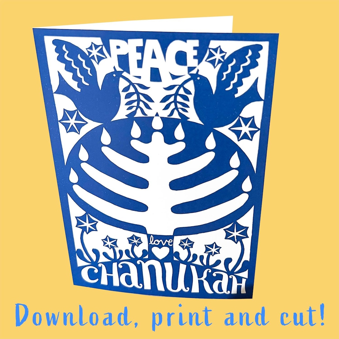 Happy Hanukkah Printable Card, Jewish Holiday Greetings, Chanukah Gift ...