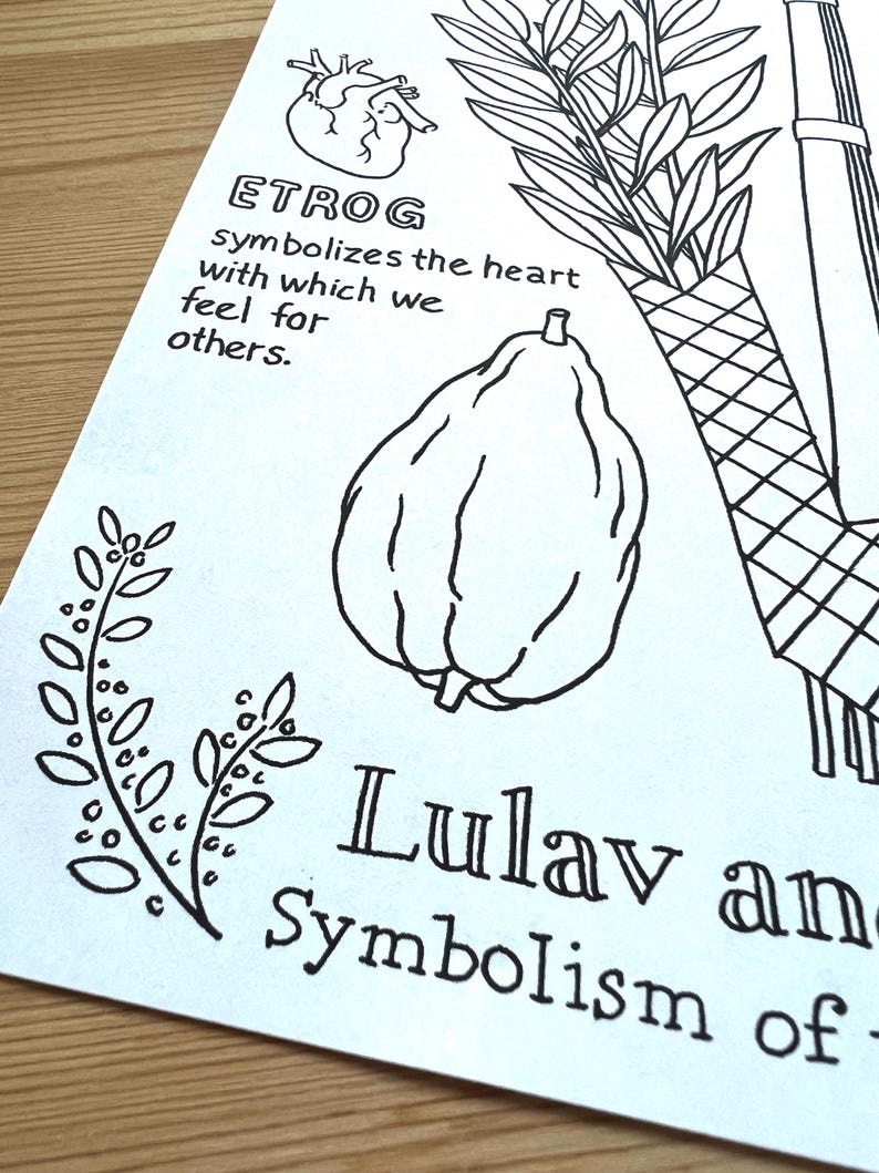 Digital Download Sukkah Art, Sukkot Coloring Sheet, Lulav and Etrog ...