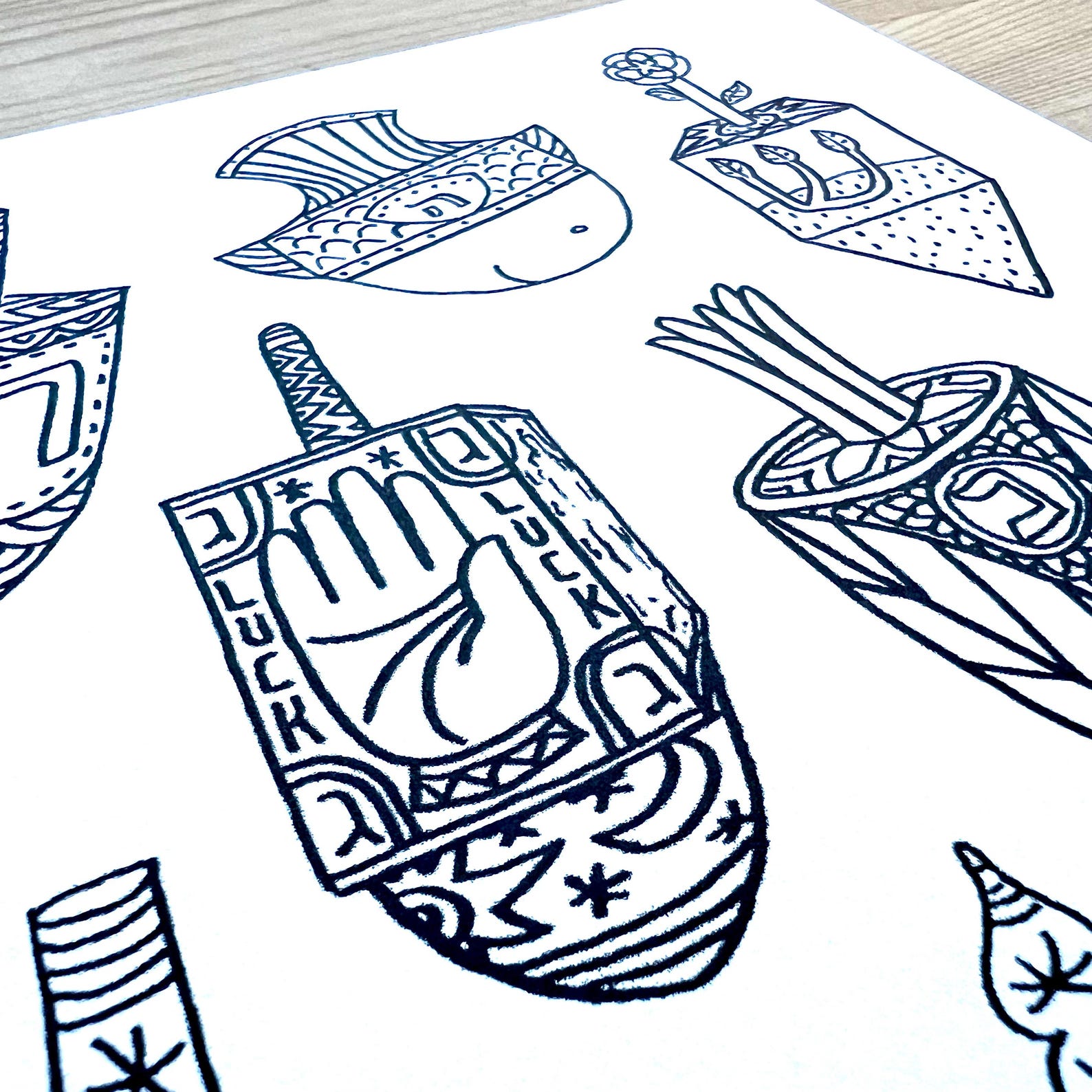 Dreidel Line Art | Hanukkah Coloring Page, Wall Art (PDF Download) - Etsy