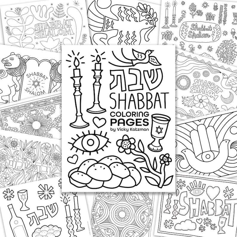 Shabbat Coloring Page Bundle | Judaica Printable Art | Inspired by ...