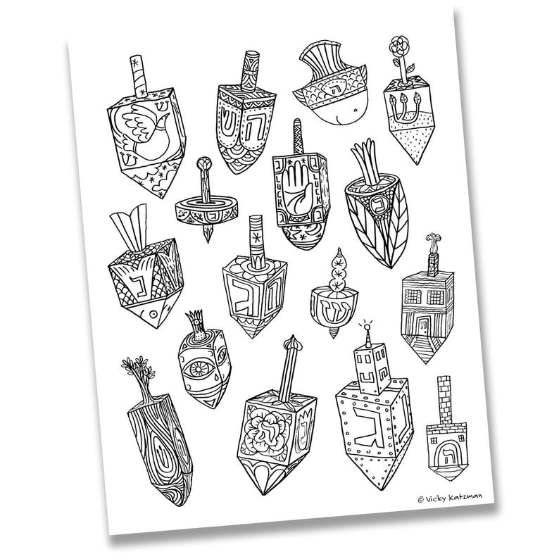 Dreidel Line Art | Hanukkah Coloring Page, Wall Art (PDF Download) - Etsy