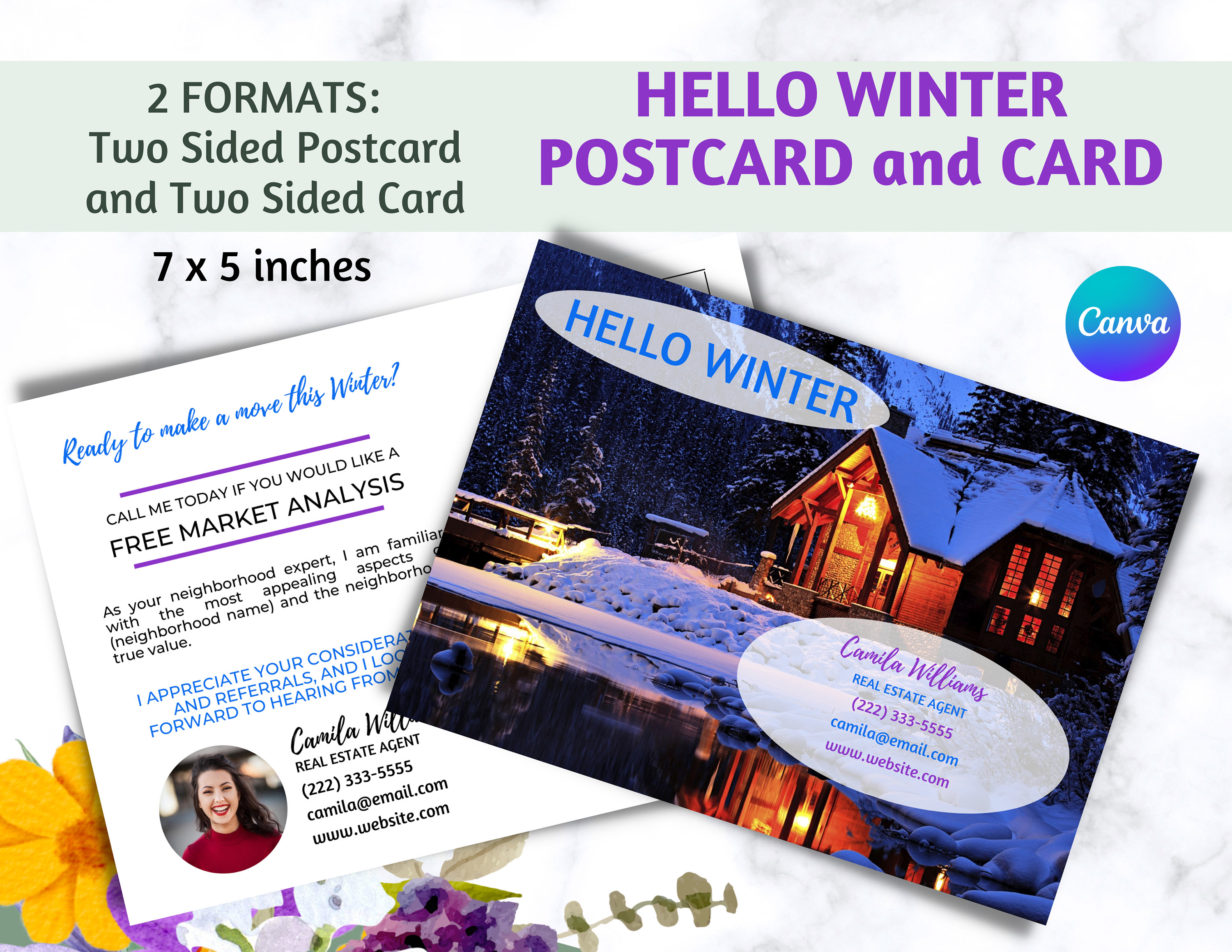 2 Card Formats Postcard Prospecting Broker Real Estate Agent - Etsy