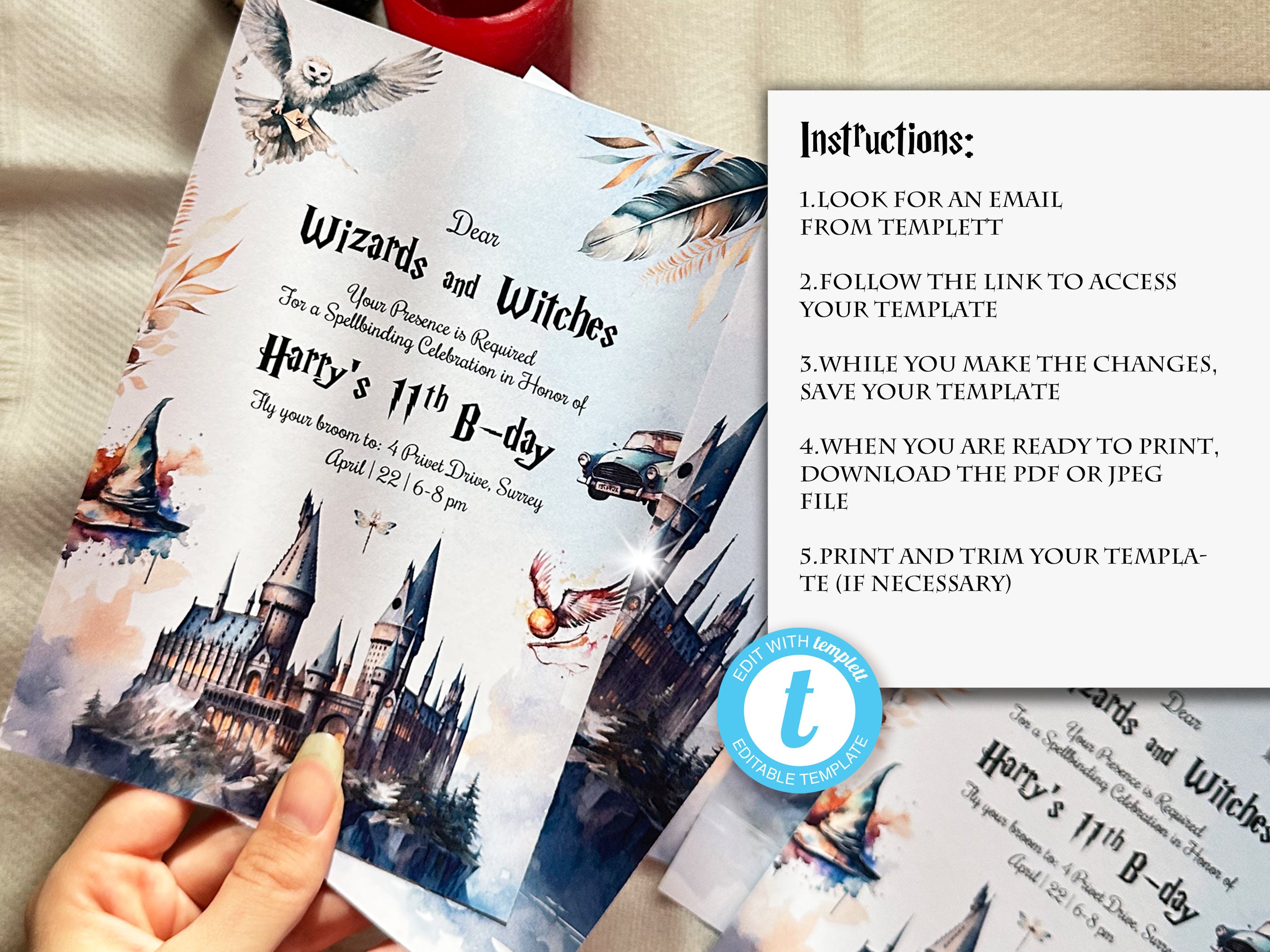 Personalized, Editable, Printable Wizard Party Invitation - Etsy