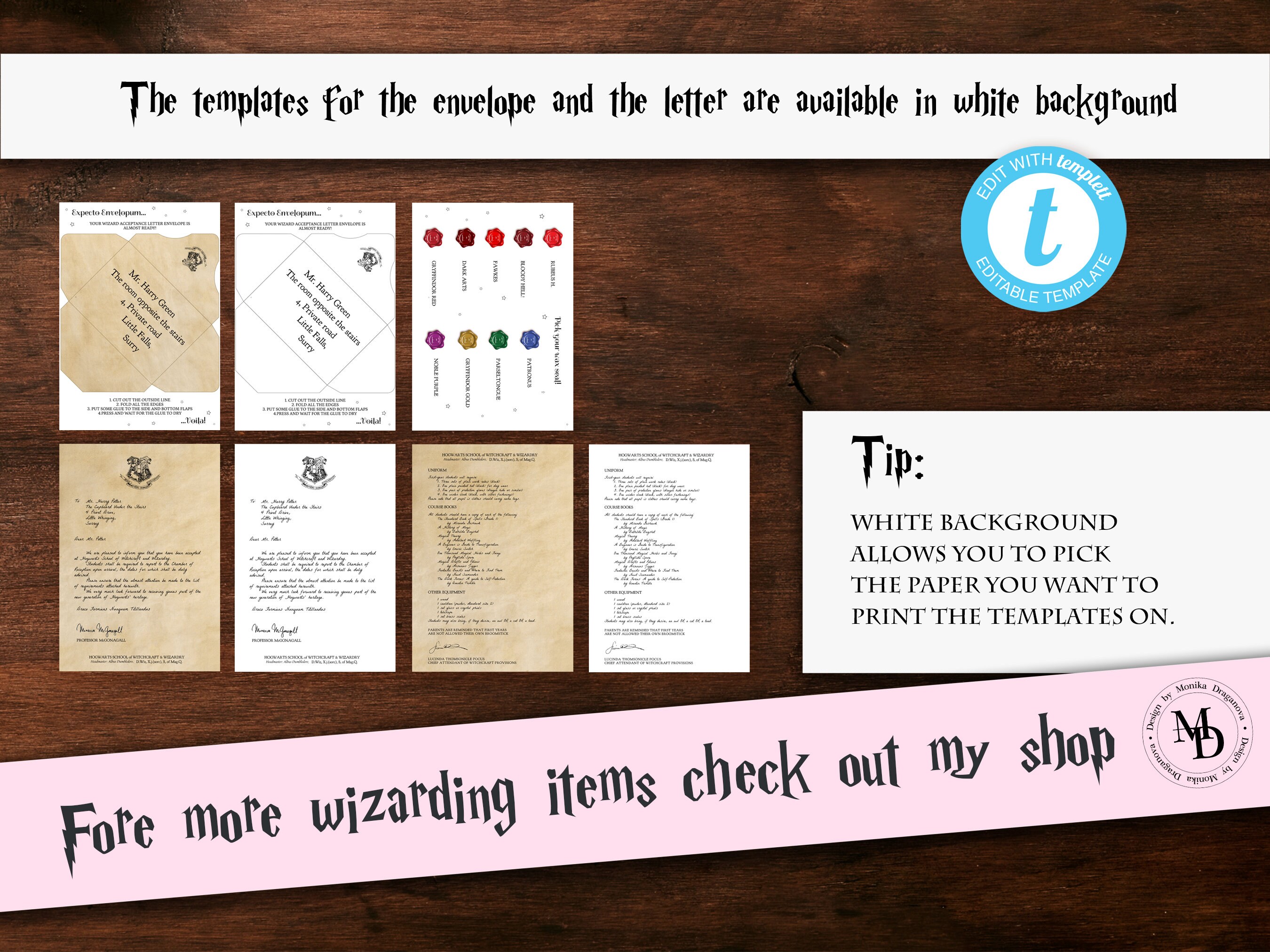 Personalized, Editable, and Printable Wizard Acceptance Letter ...