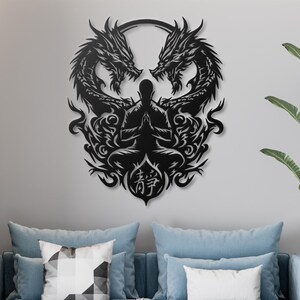 Zen Dragon Meditation Metal Wall Art: Feng Shui Spiritual Wall Decor - Etsy