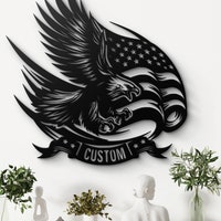 Hand-painted 3D Wood Eagle Wall Art: Patriotic Decor - Etsy