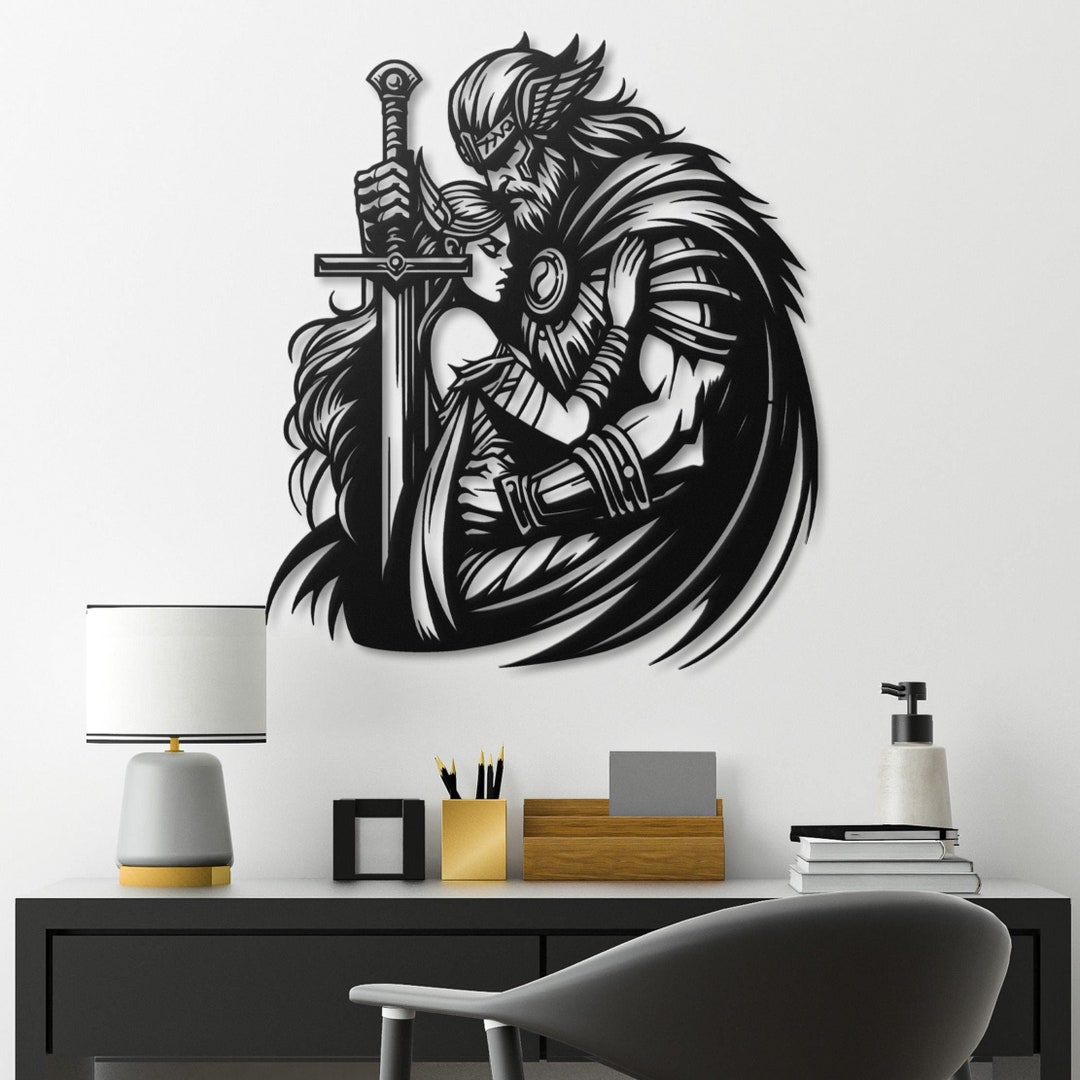Viking and Valkyrie Metal Wall Art | Nordic Love Decor | Norse ...