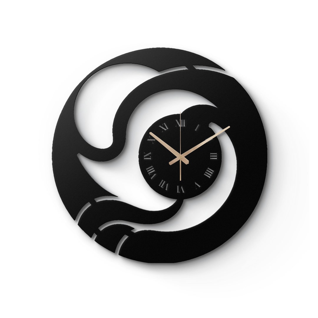 Modern Abstract Metal Wall Clock Swirl Design With Roman Numerals ...