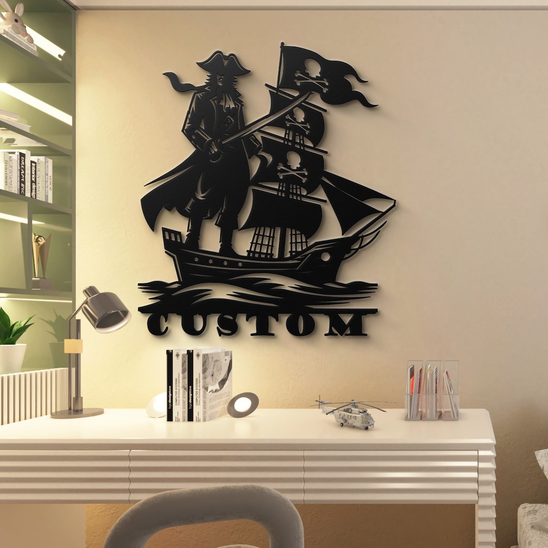 Custom Pirate Ship Metal Wall Art for Nautical Theme Decor, Pirate ...