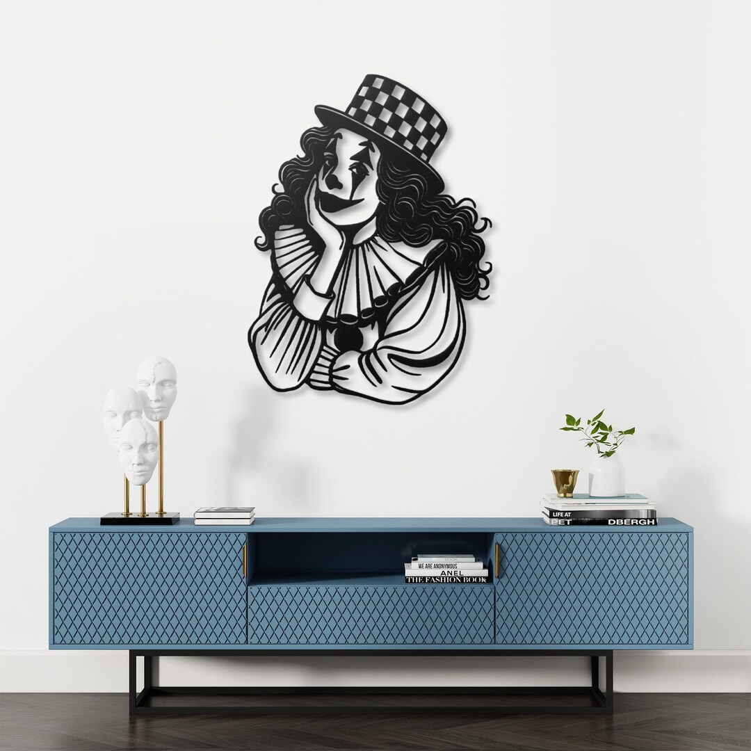 Metal Clown Wall Art | Clown Face Metal Wall Decor | Jester Themed Home ...