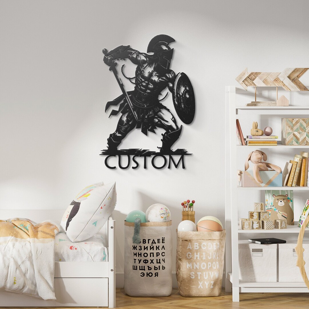 Custom Spartan Warrior Metal Wall Art: Ancient Greek Hoplite Shield ...