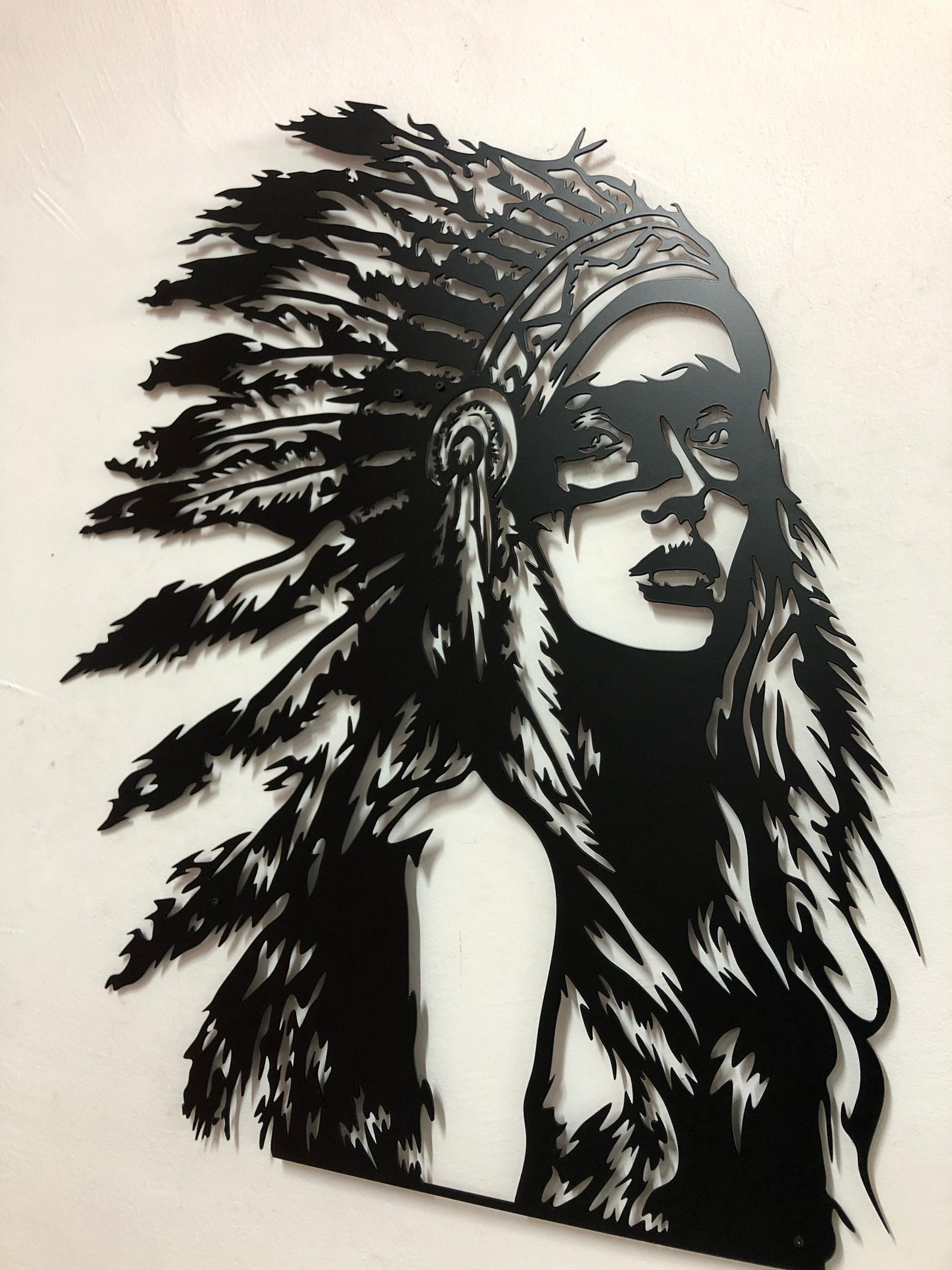 Metal Apache Woman Wall Art: Native American Home Decor - Etsy