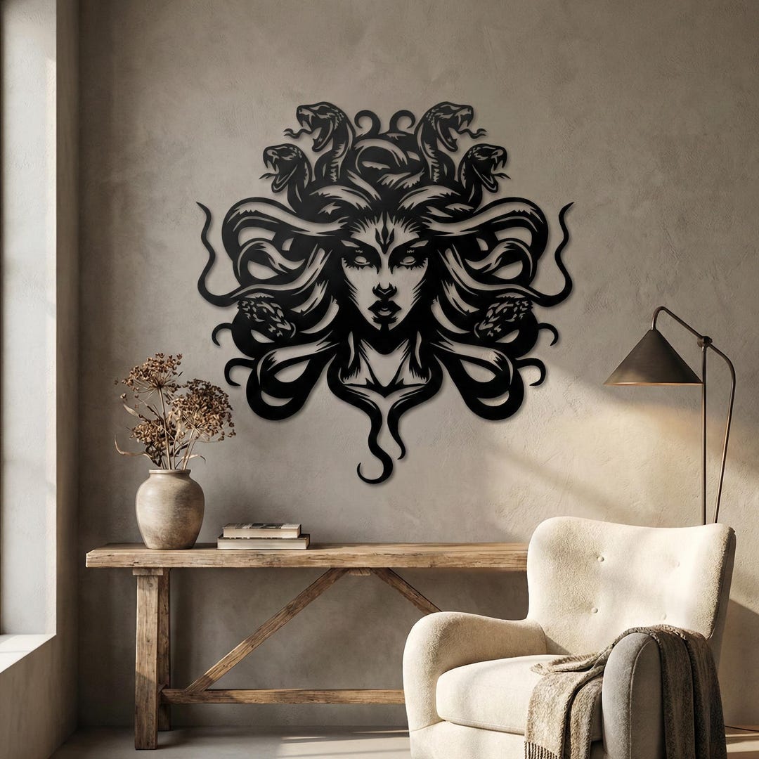 Medusa Gorgon Metal Wall Art - Game Room Decor - Etsy