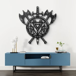 Viking Shield Metal Wall Decor Norse Inspired Wall Accent Viking Gift ...