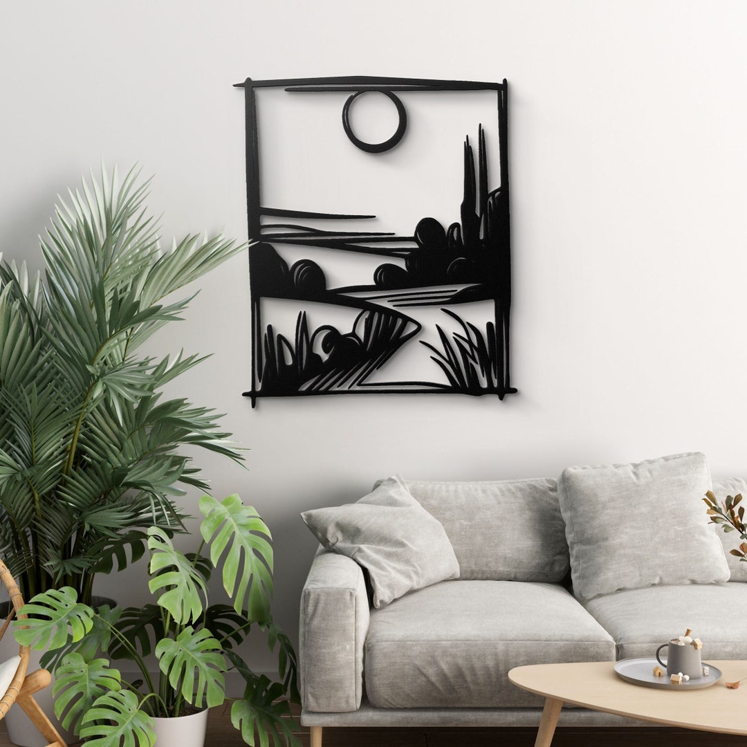 Abstract Landscape Metal Wall Art - Nature Line Wall Decor – Perfect ...