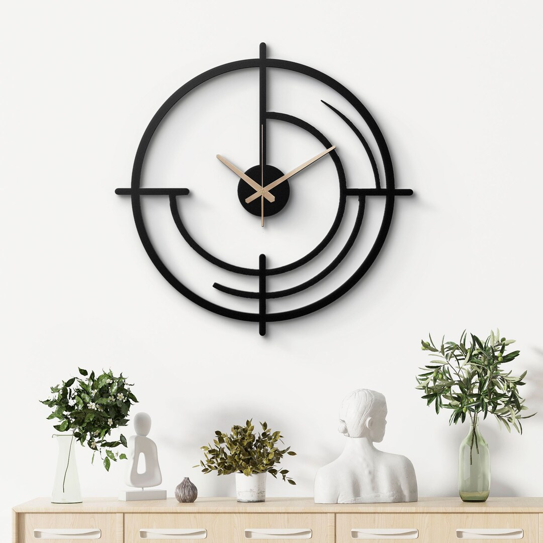 Minimalist Modern Metal Wall Clock – Black Geometric Design - Etsy