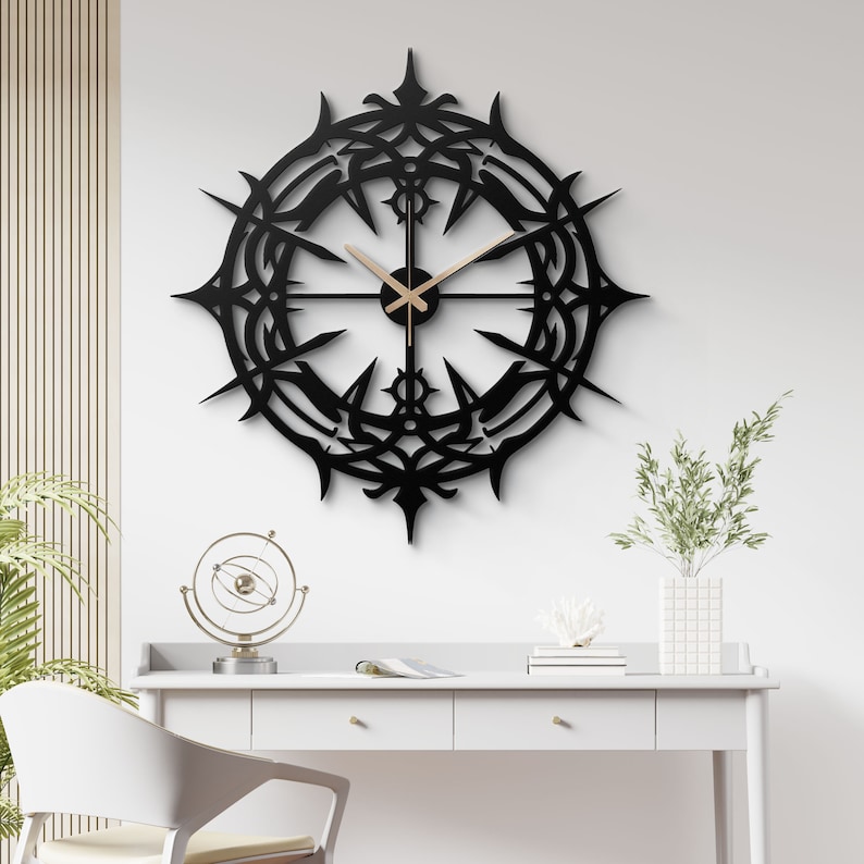 Gothic Thorn Metal Wall Clock - Dark Elegance Wall Decor - Etsy