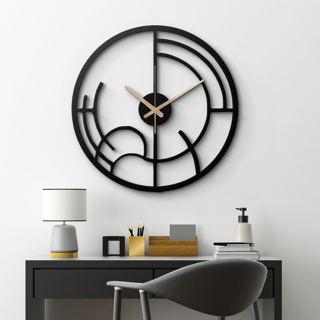 Modern Minimalist Geometric Metal Wall Clock - Sleek Art Wall Decor - Etsy