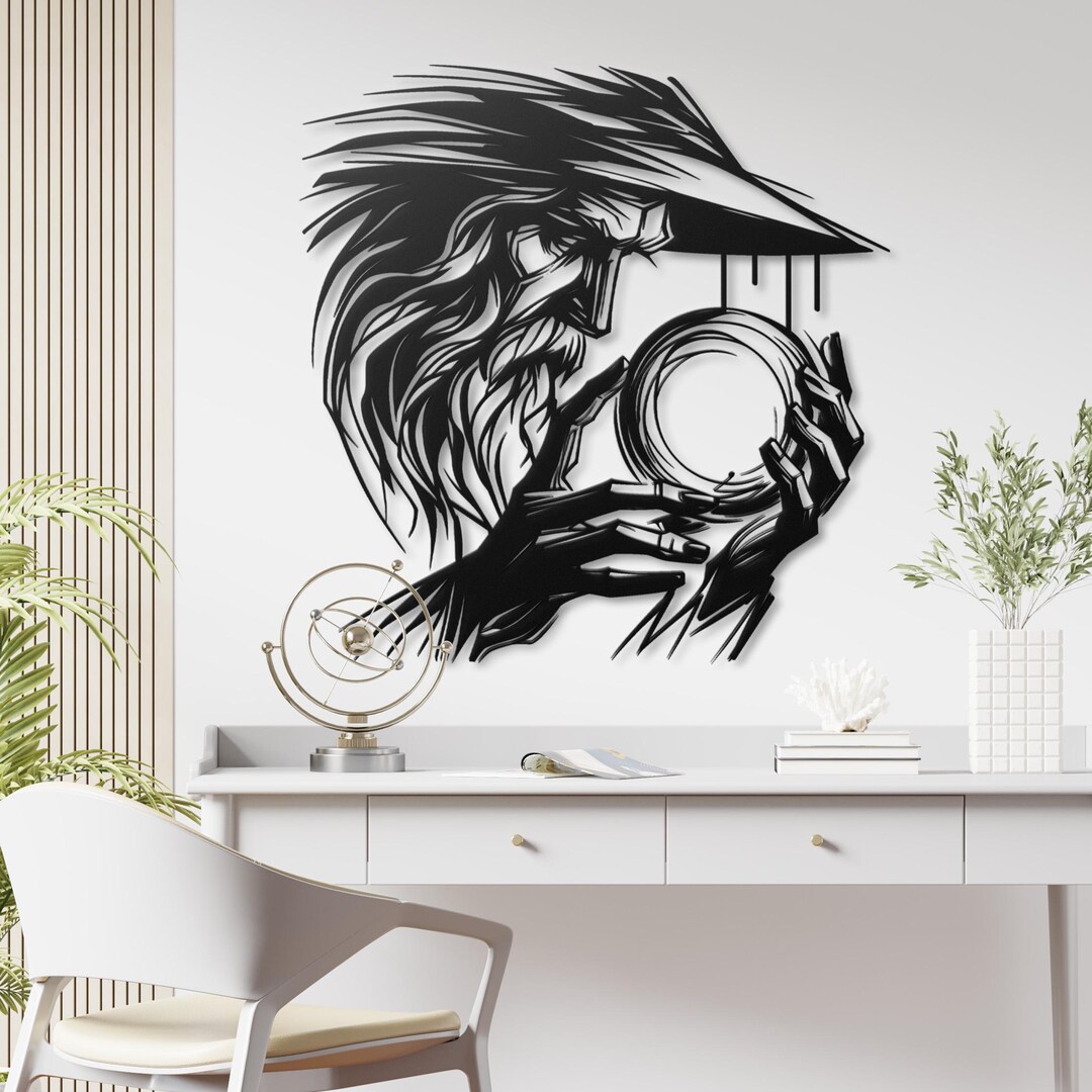 Wizard Metal Wall Art | Sorcerer With Crystal Ball Wall Decor | Fantasy ...