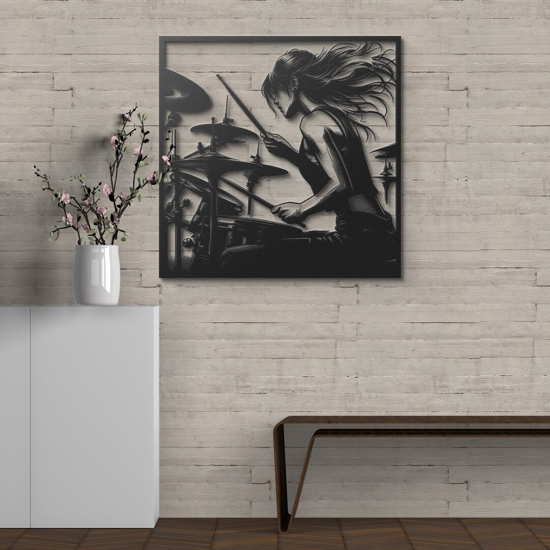 Unique and Bold: Female Drummer Metal Wall Art for Music Enthusiasts - Etsy