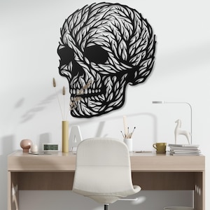 Tree Branch Skull Metal Wall Art - Nature Inspired Gothic Decor ...