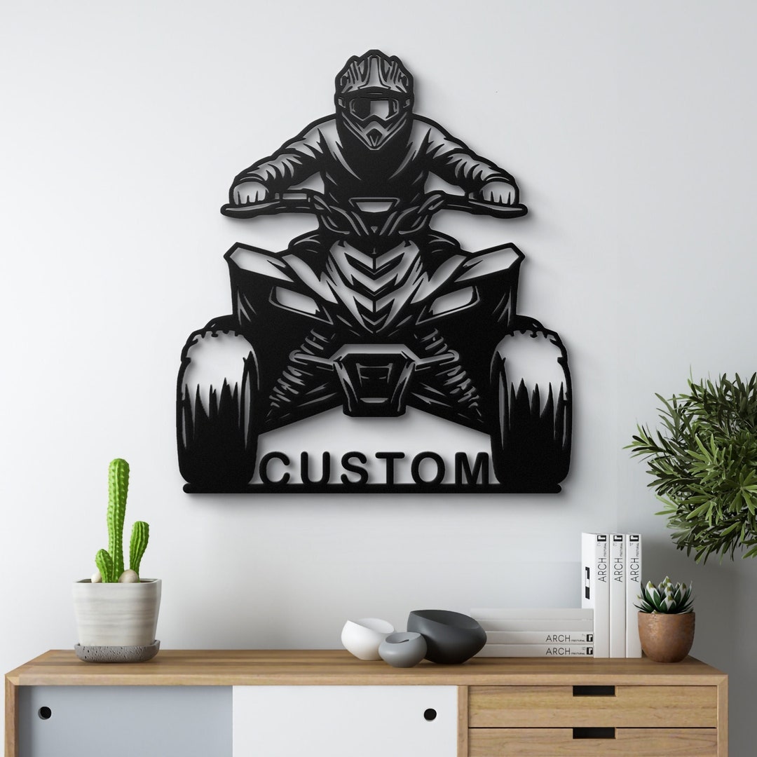 Custom ATV Rider Metal Wall Art Personalized Quad Biker Decor Outdoor ...