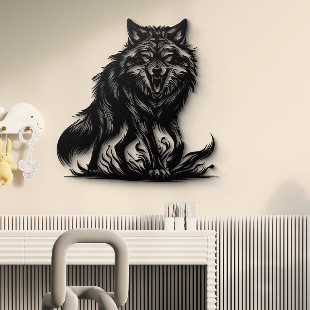 Fierce Coyote Metal Wall Art - Dynamic Coyote Silhouette - Wild Animal ...