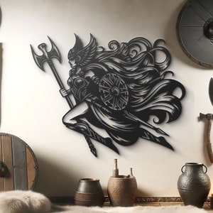 Vivid Valkyrie Metal Wall Art Striking Norse Warrior Design Perfect ...