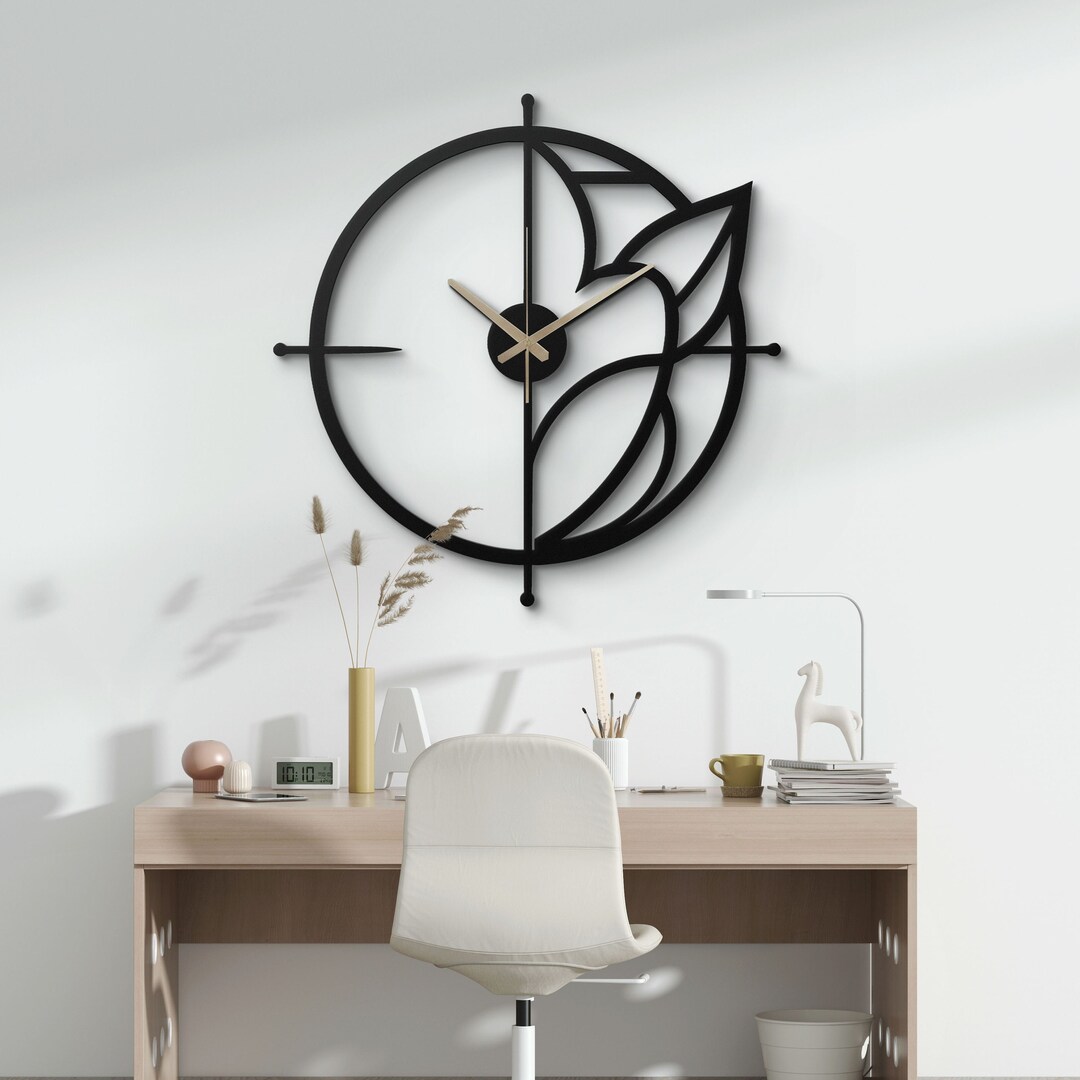 Modern Metal Wall Clock - Minimalist Geometric Design - Unique Home ...