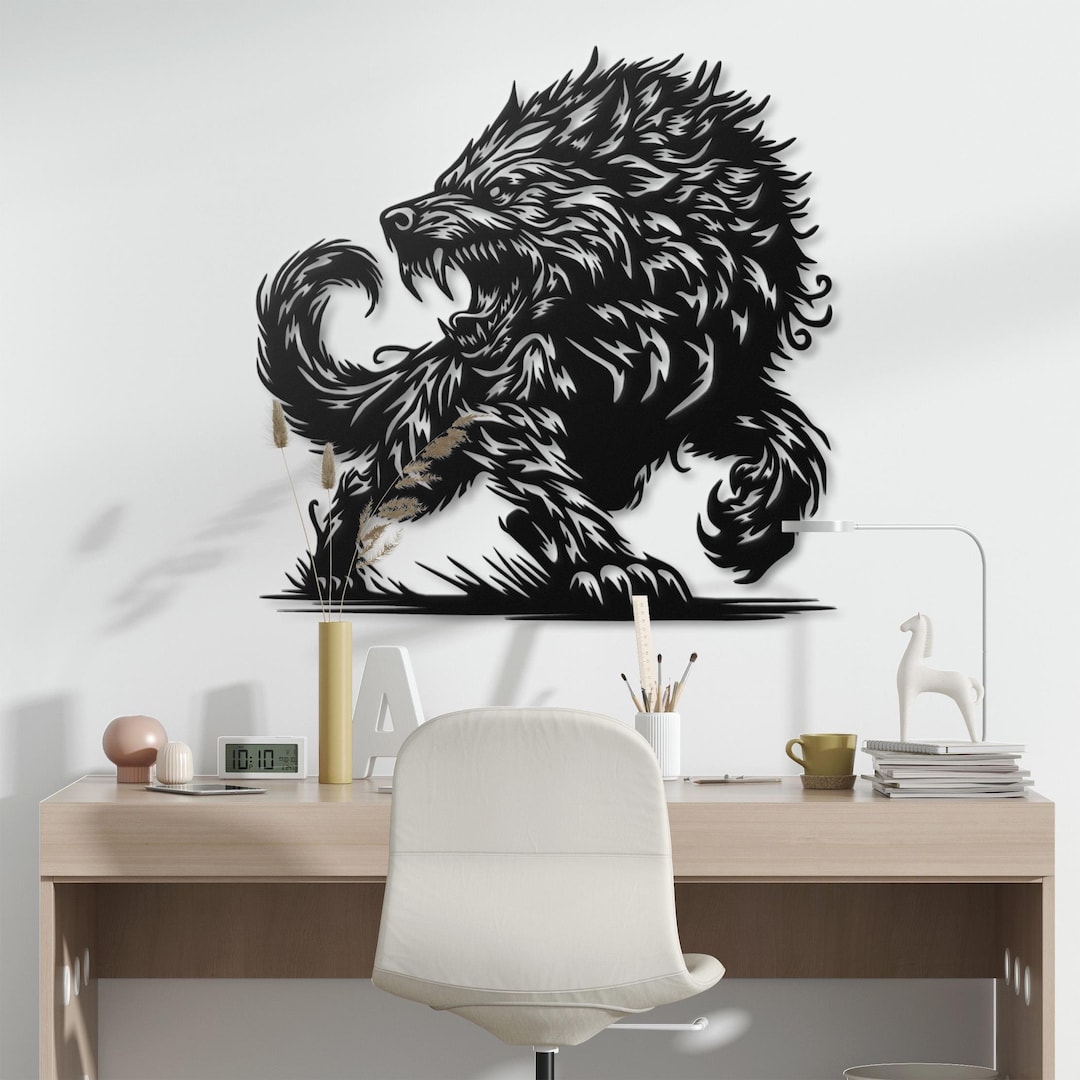 Fierce Roaring Wolf Metal Wall Art: Cabin Decor - Etsy