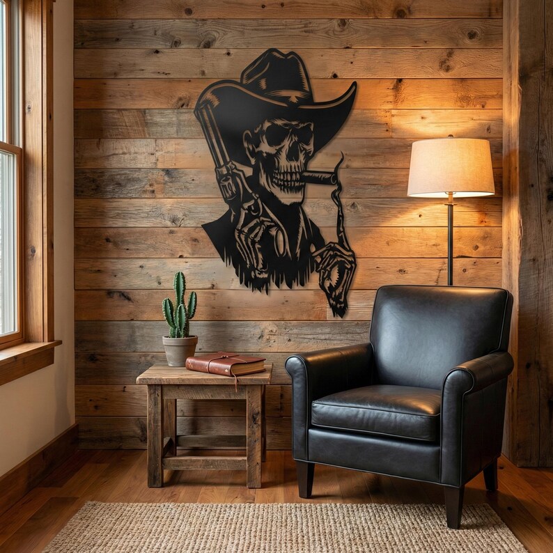 Metal Skeletal Cowboy Wall Art: Gothic Western Outlaw Decor - Etsy