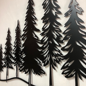 Metal Pine Tree Silhouette Wall Art, Forest Landscape Wall Decor ...